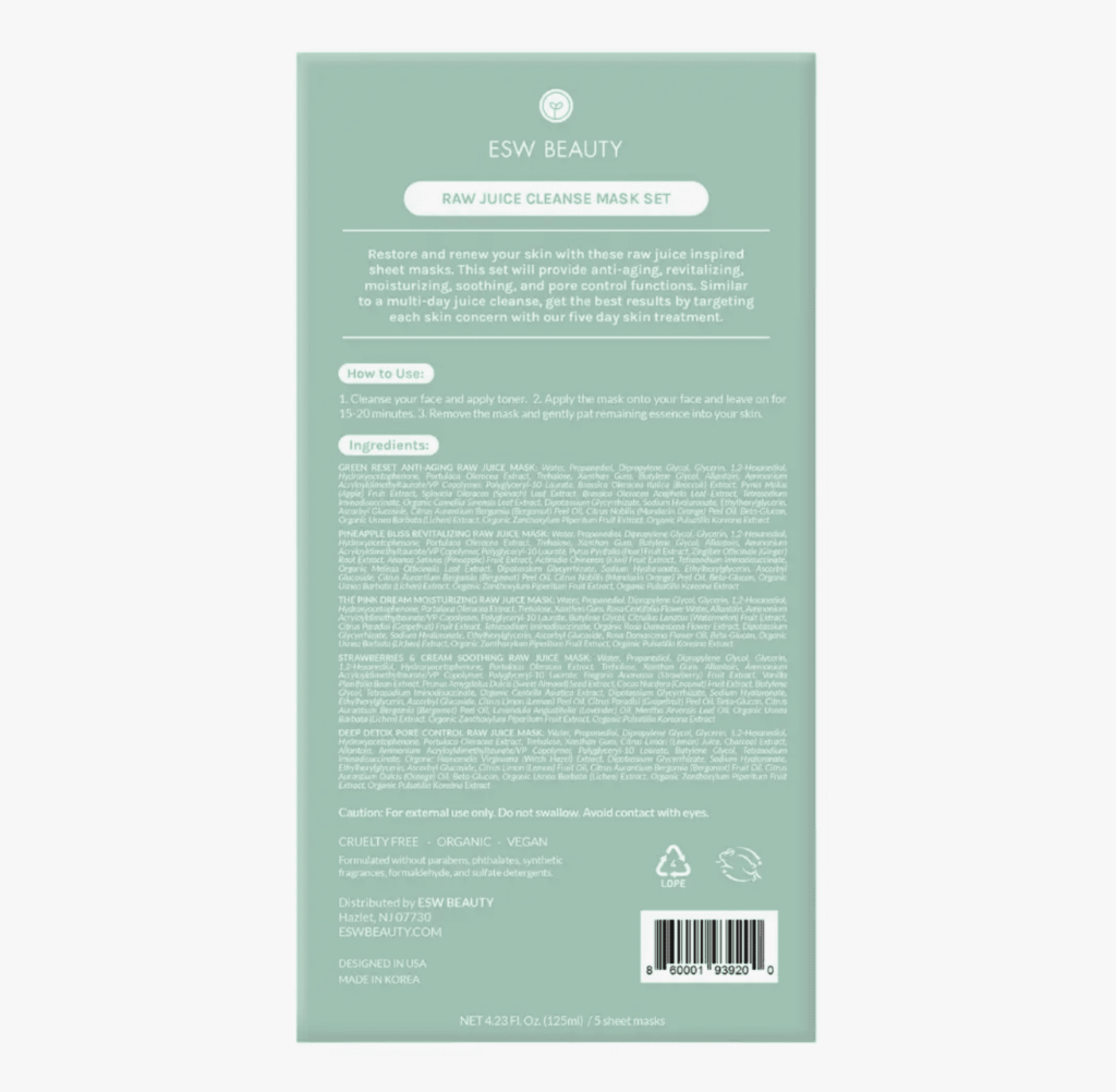 Raw Juice Cleanse Mask Set for Beauty and Skincare
